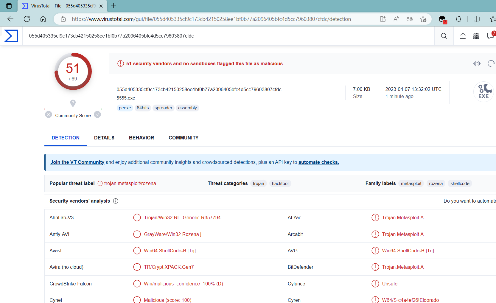 MSF编码器结合shellcode加载器实现免杀 | WZ's Blog
